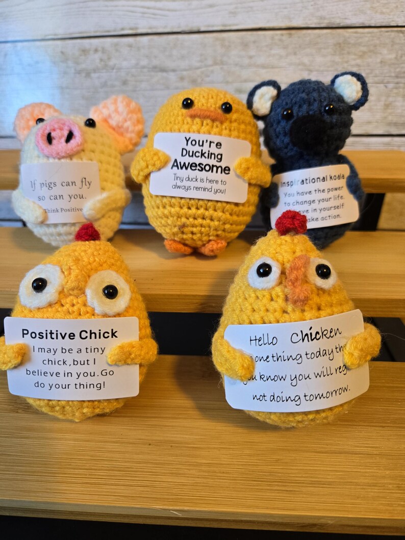 Positive Crochet Vegetables and Fruits, Crochet Desk Buddy, Emotional ...