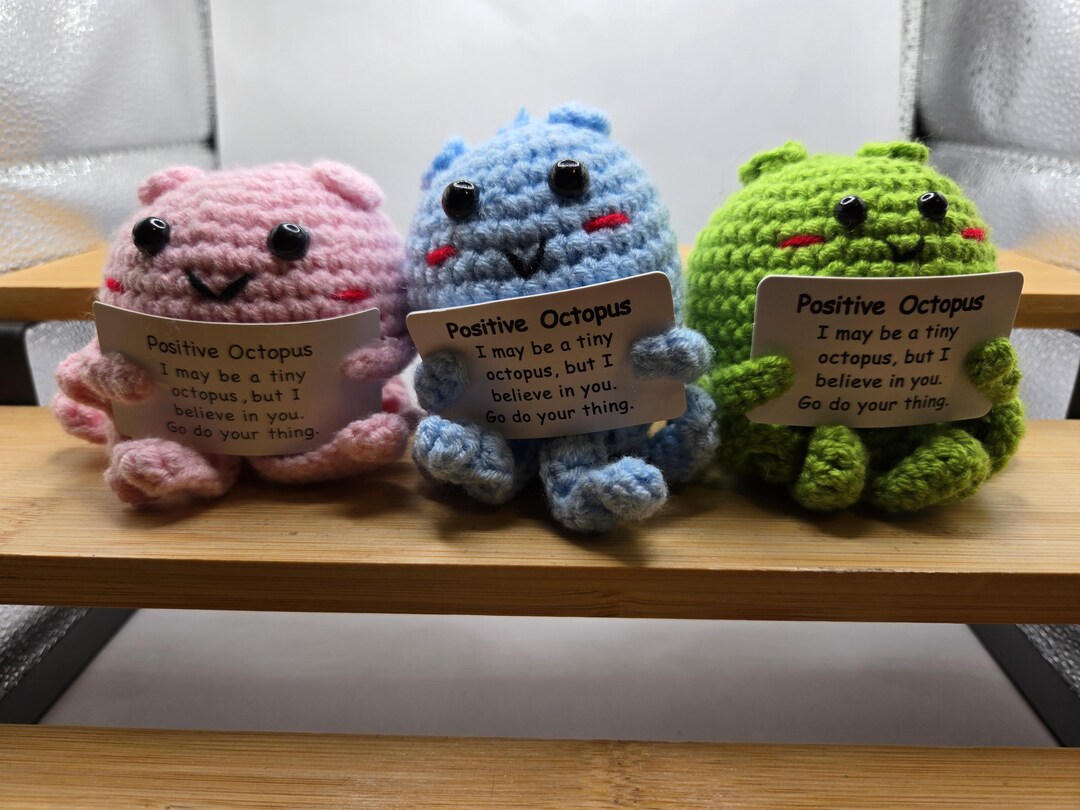 Positive Crochet Vegetables and Fruits, Crochet Desk Buddy, Emotional ...