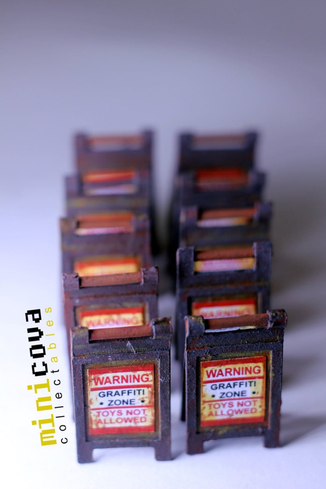 Warning Graffiti Floor Sign - Miniature Diorama Prop - Read Description ...