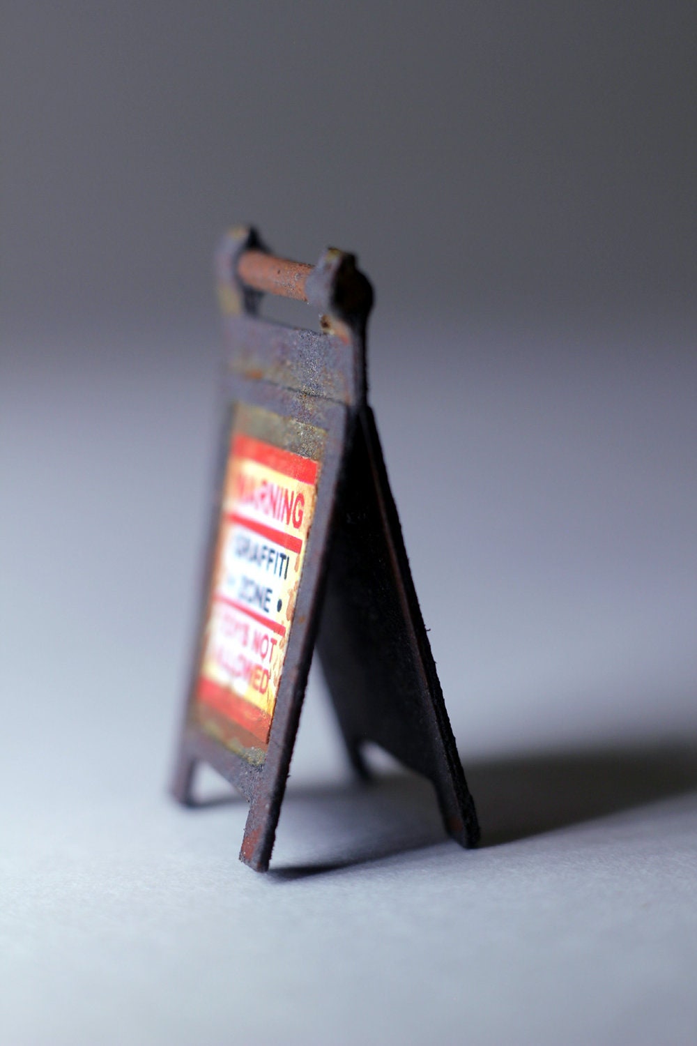 Warning Graffiti Floor Sign - Miniature Diorama Prop - Read Description ...