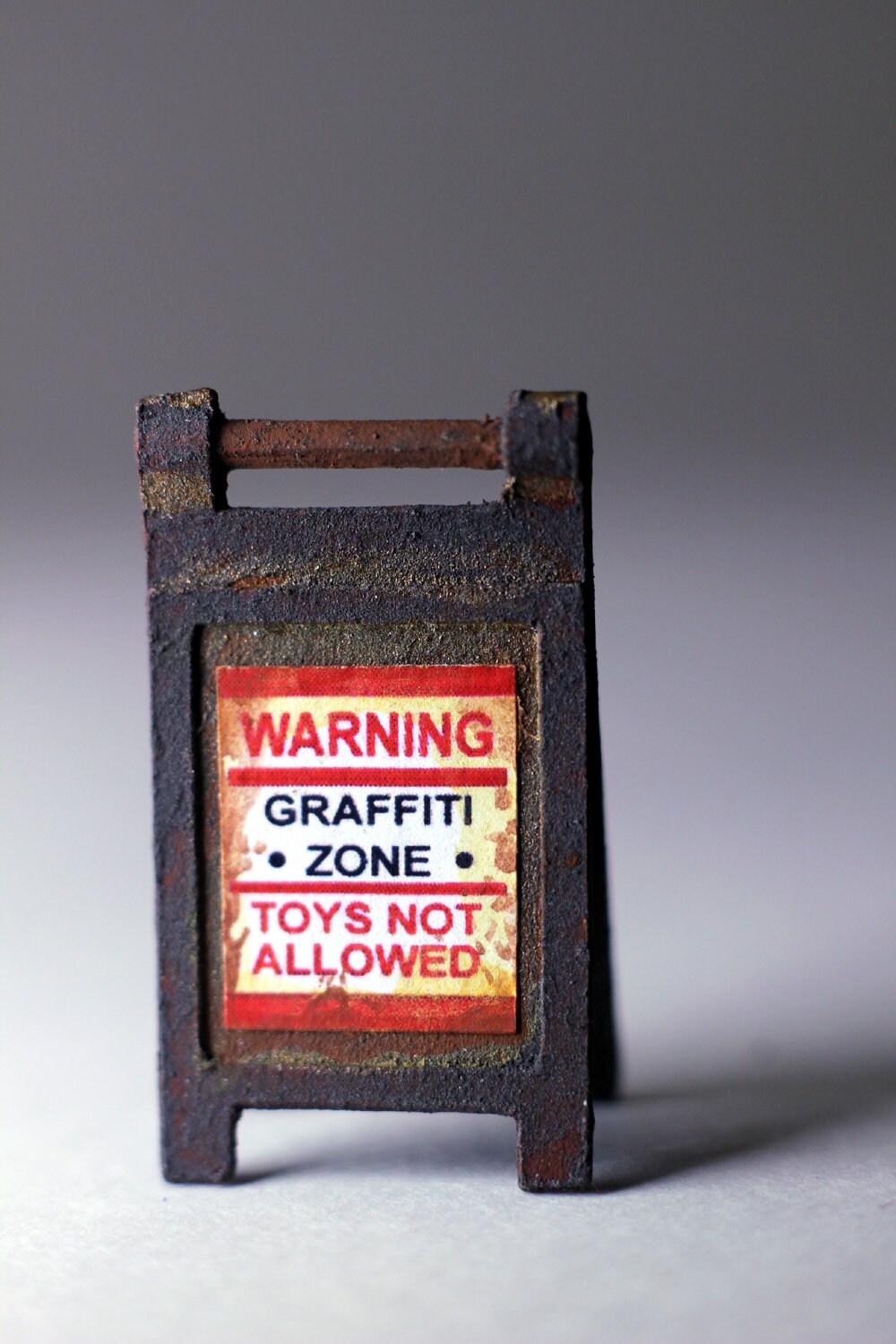 Warning Graffiti Floor Sign - Miniature Diorama Prop - Read Description ...