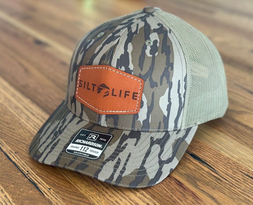 Bottomland Camo Hat | Silt Life Leather Patch | Trucker Hat for Hunting Fishing Outdoors - Etsy