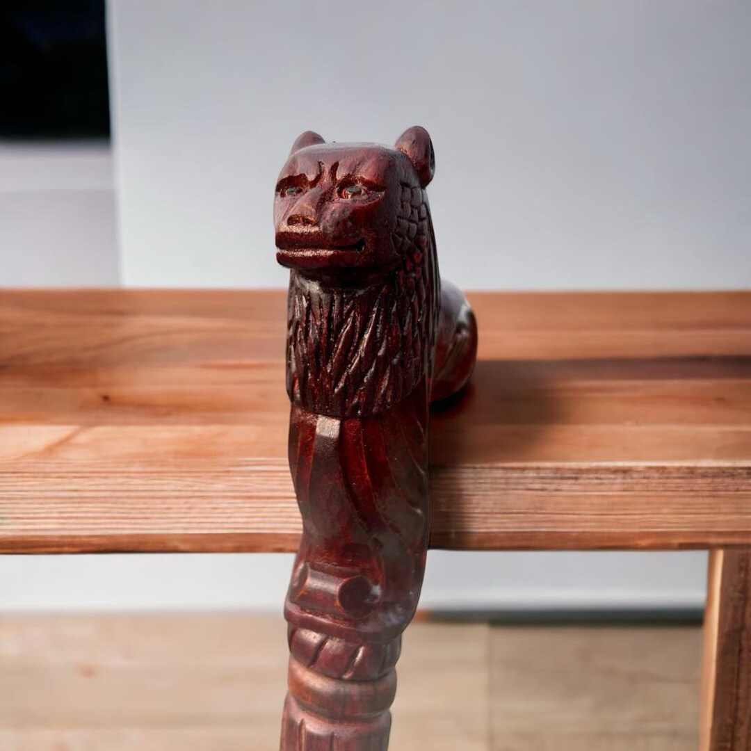 Wolf Head Engraved Handle 3-fold 37-inch Walking Stick Cane for Men ...