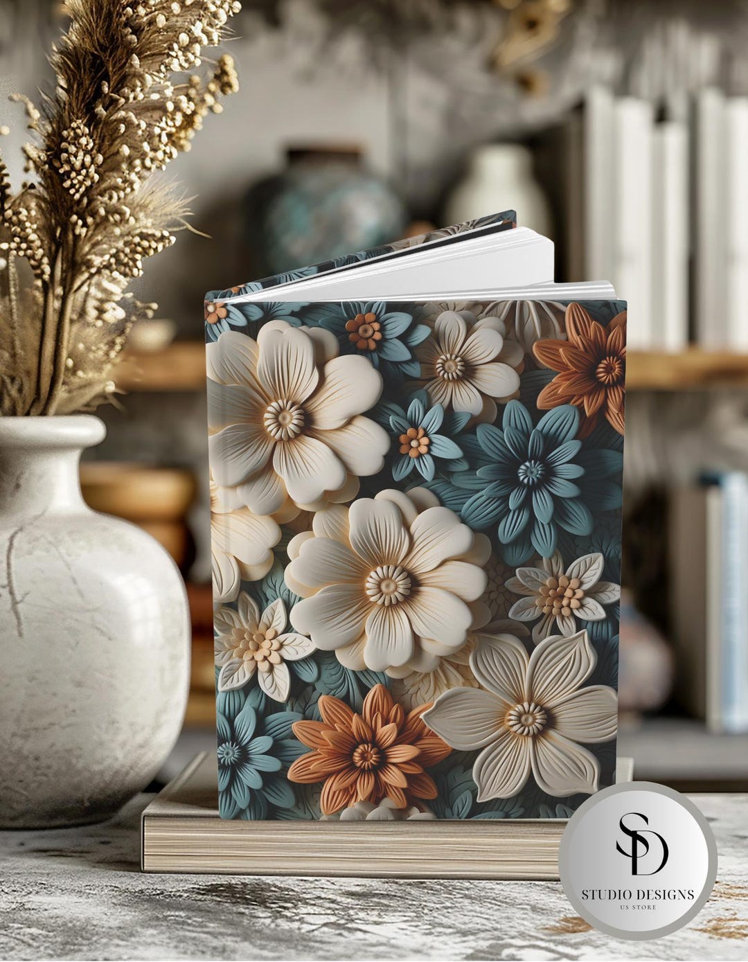 3D Blue Flower Journal Personal Writing Journal Matte Hardcover ...