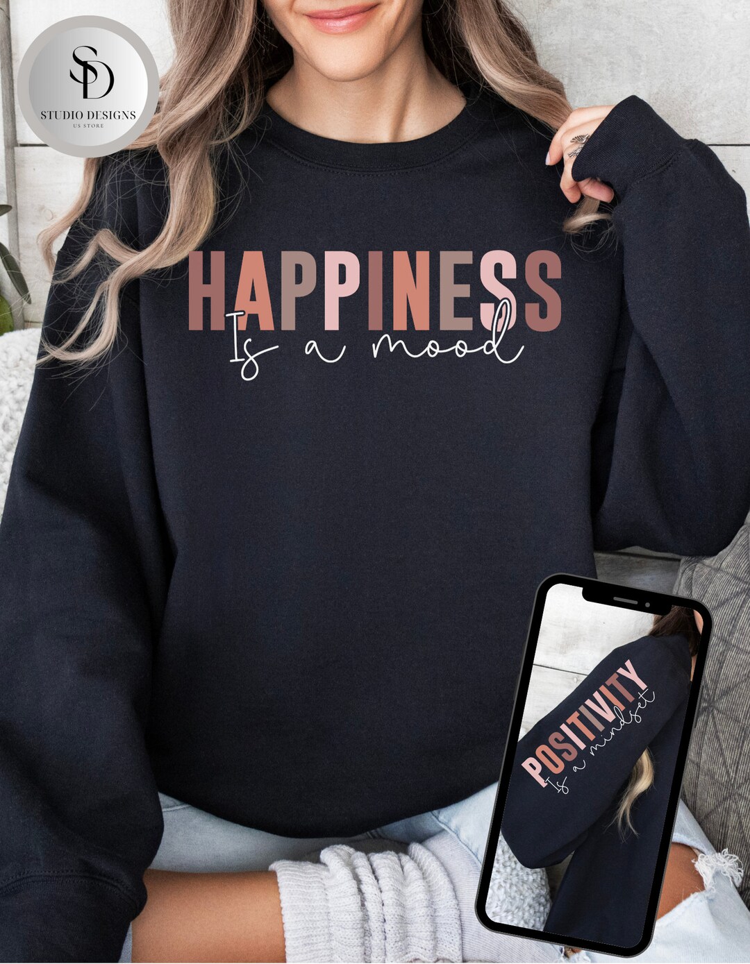 Positive Style, Positive Vibe, Mindful Sweatshirt, Mood Positivity ...