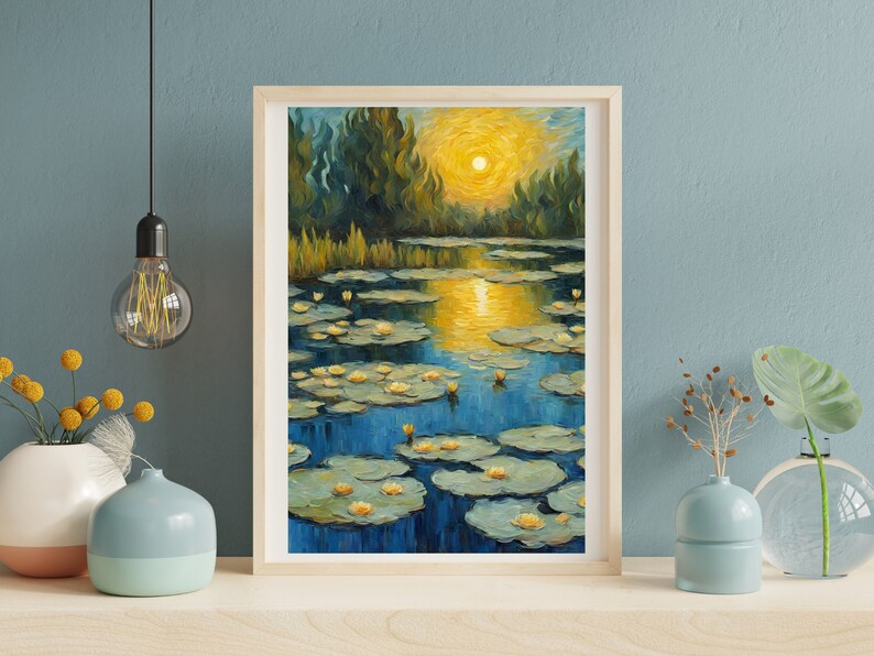 Vincent Van Gogh Poster, Water Lilies on Lake, Van Gogh Paintings ...