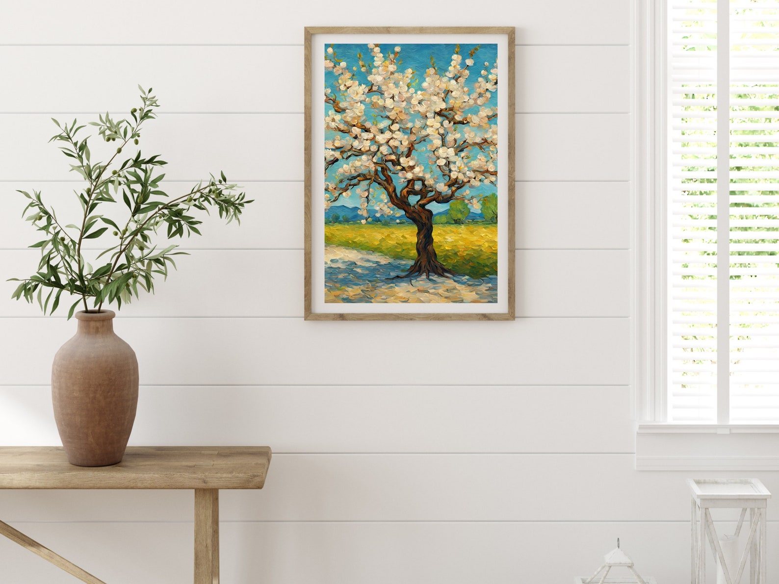 Vincent Van Gogh Poster, Cherry Trees, Van Gogh Paintings, Digital ...