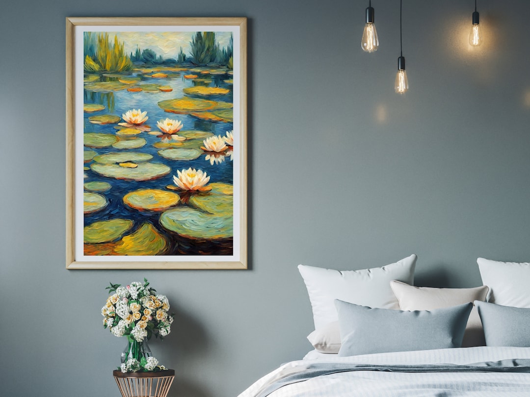 Vincent Van Gogh Poster, Water Lilies on Lake, Van Gogh Paintings ...