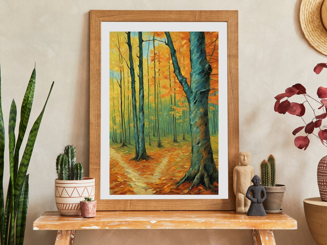 Vincent Van Gogh Poster, Orange Maple Forest, Van Gogh Paintings ...