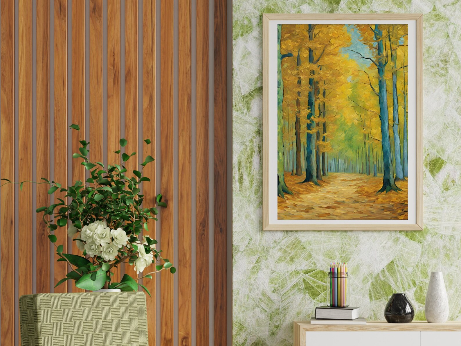 Vincent Van Gogh Poster, Yellow Maple Forest, Van Gogh Paintings ...