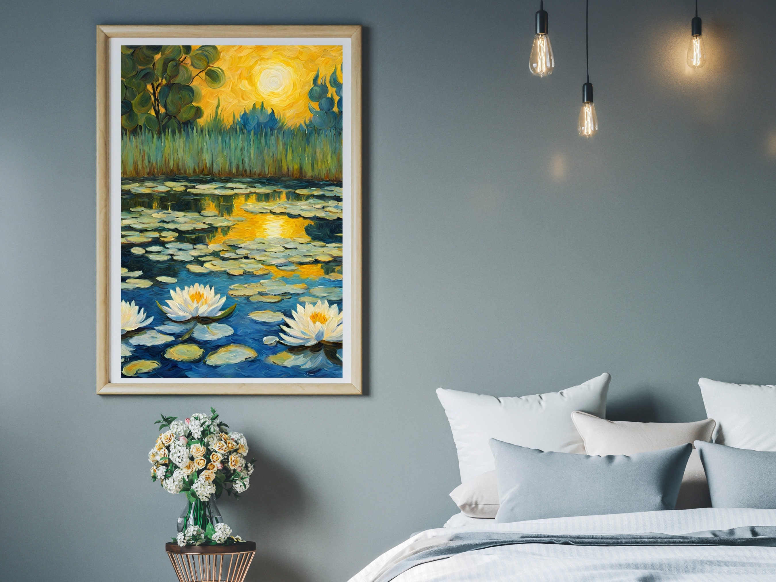 Vincent Van Gogh Poster, Water Lilies on Lake, Van Gogh Paintings ...