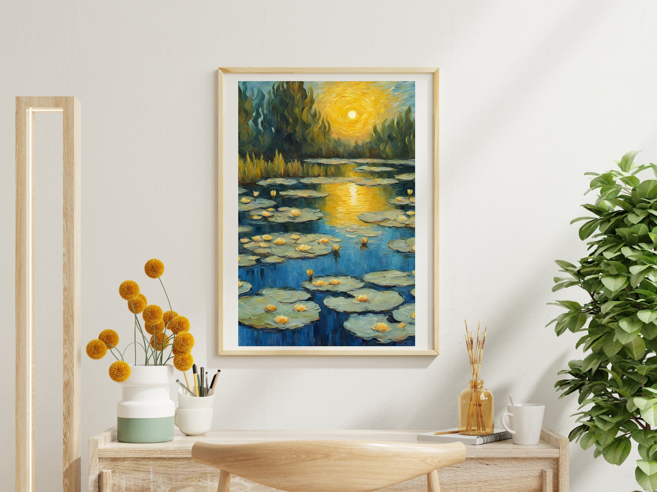 Vincent Van Gogh Poster, Water Lilies on Lake, Van Gogh Paintings ...