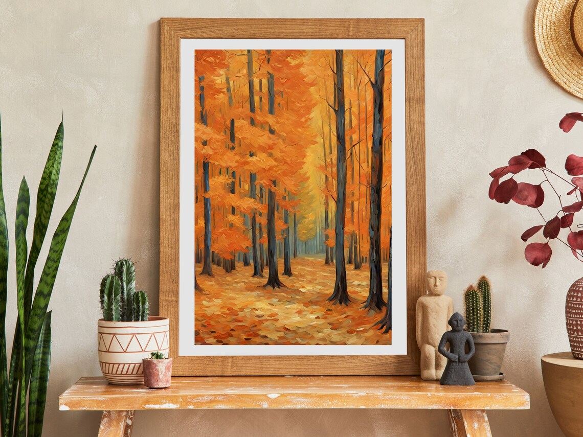 Vincent Van Gogh Poster, Orange Maple Forest, Van Gogh Paintings ...