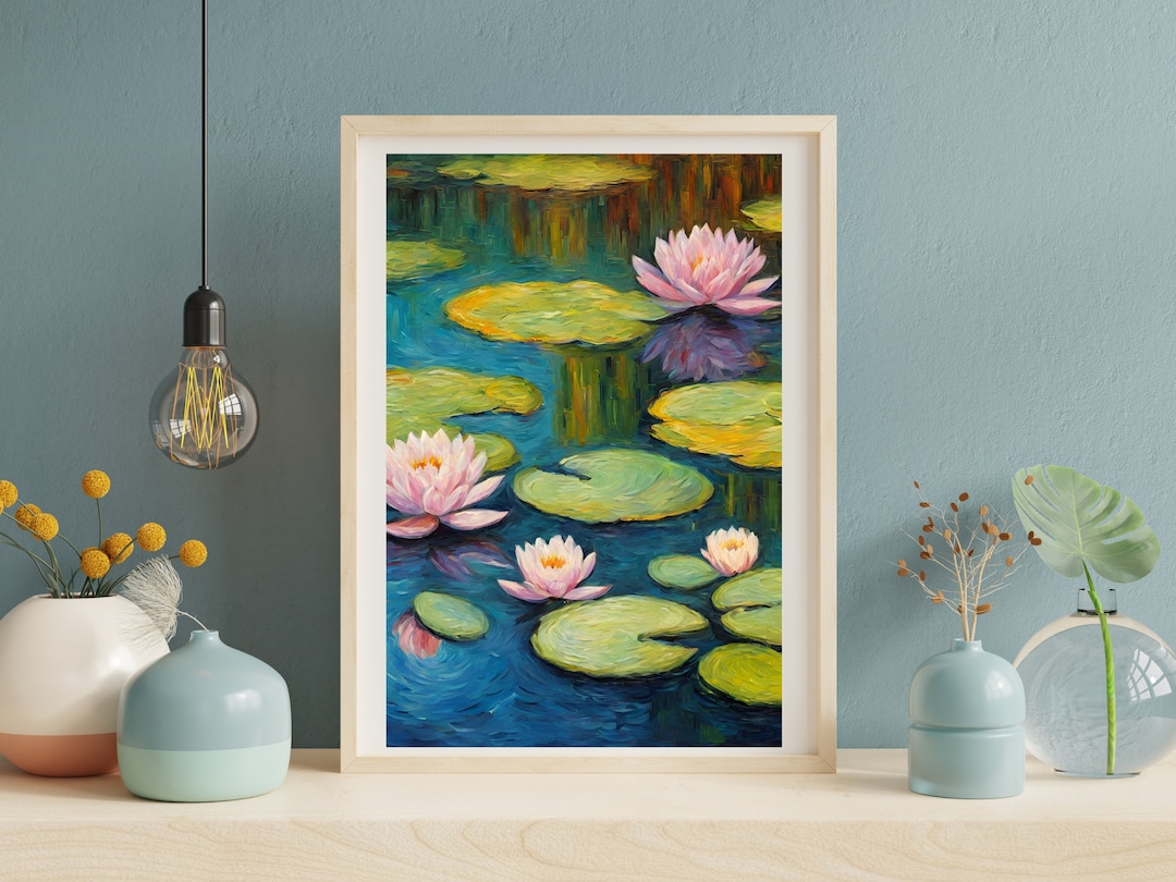 Vincent Van Gogh Poster, Water Lilies on Lake, Van Gogh Paintings ...
