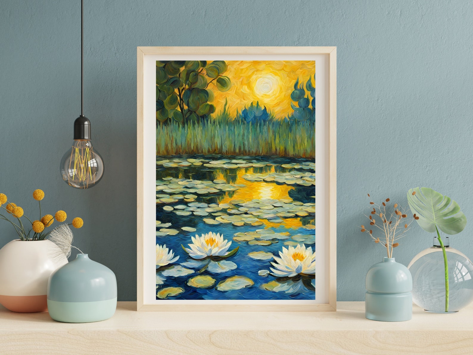 Vincent Van Gogh Poster, Water Lilies on Lake, Van Gogh Paintings ...