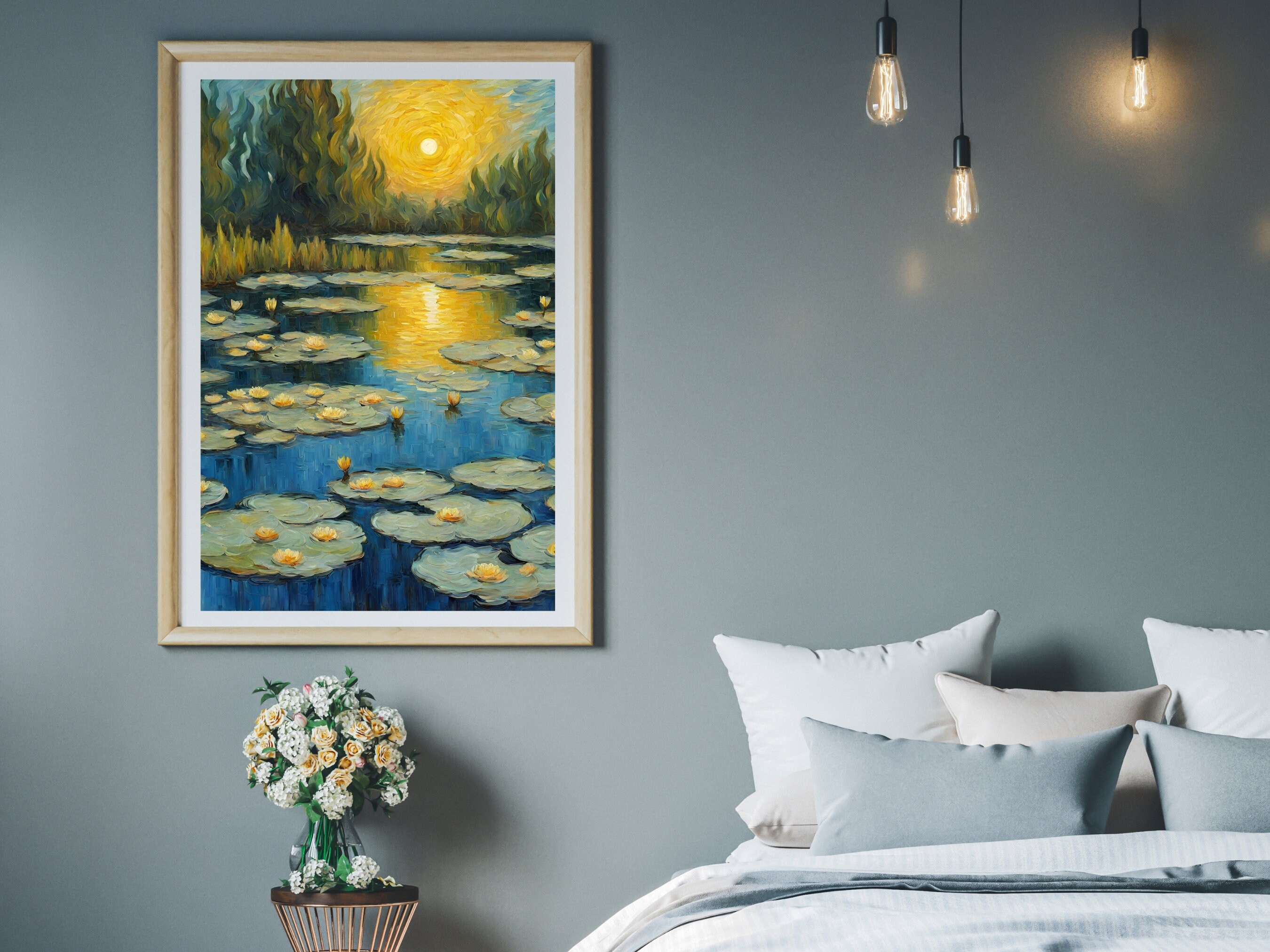 Vincent Van Gogh Poster, Water Lilies on Lake, Van Gogh Paintings ...