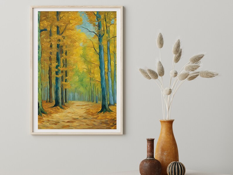 Vincent Van Gogh Poster, Yellow Maple Forest, Van Gogh Paintings ...