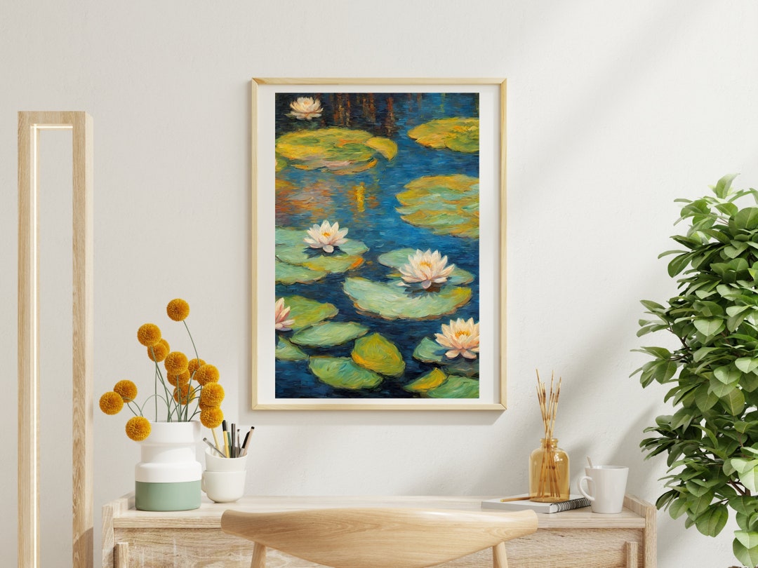 Vincent Van Gogh Poster, Water Lilies on Lake, Van Gogh Paintings ...