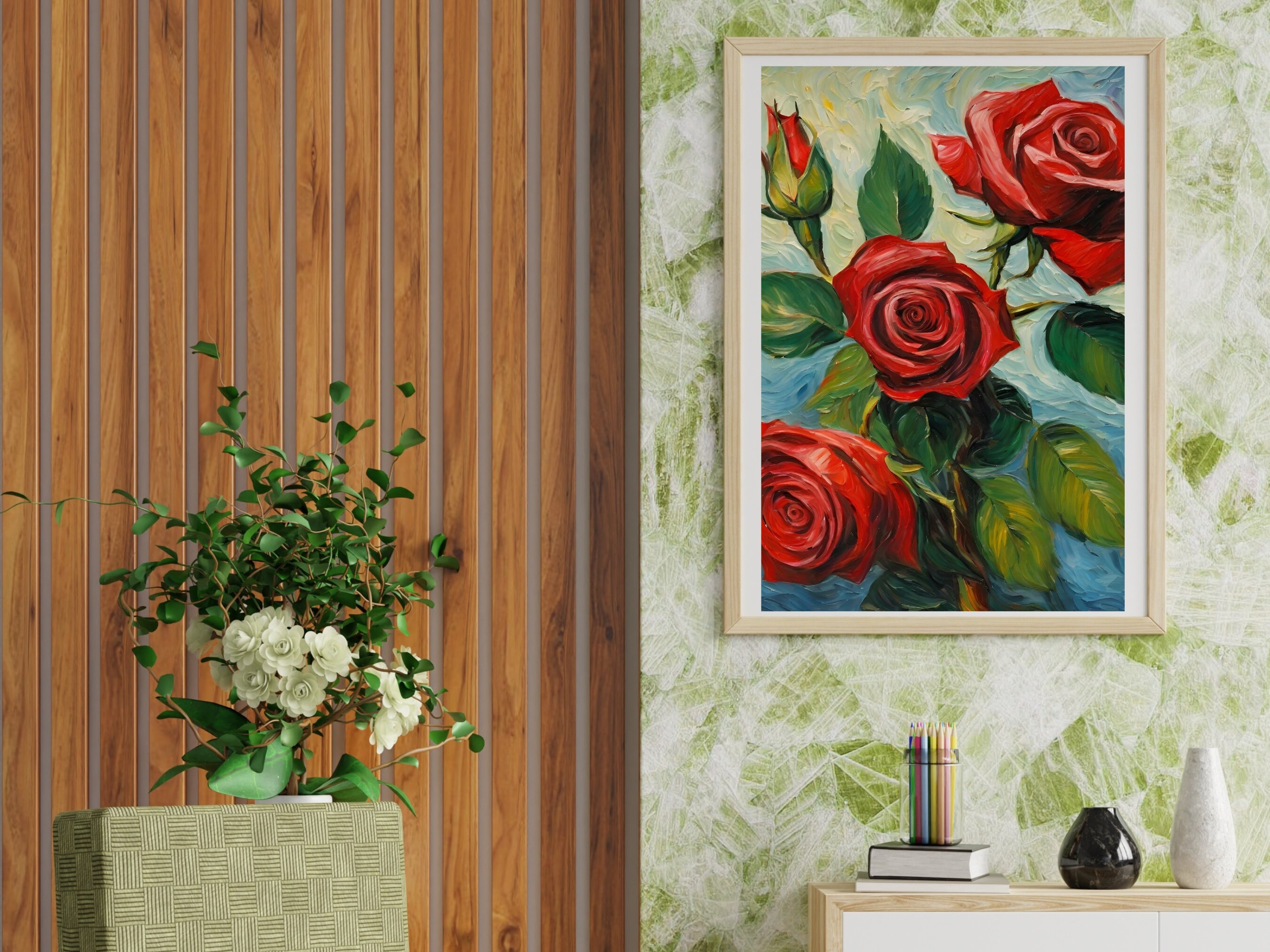 Vincent Van Gogh Poster, Red Roses Flower, Van Gogh Paintings, Digital ...
