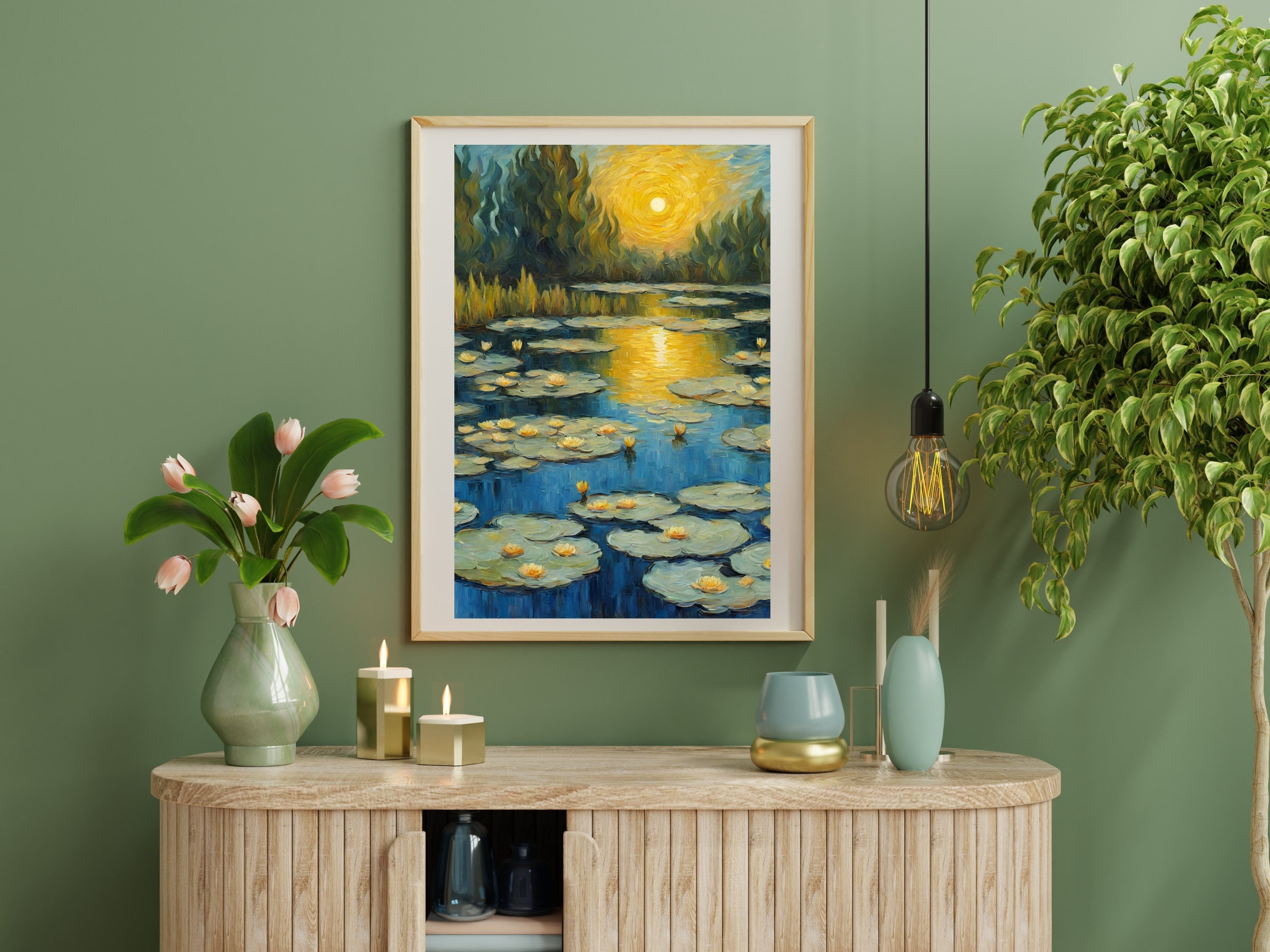 Vincent Van Gogh Poster, Water Lilies on Lake, Van Gogh Paintings ...