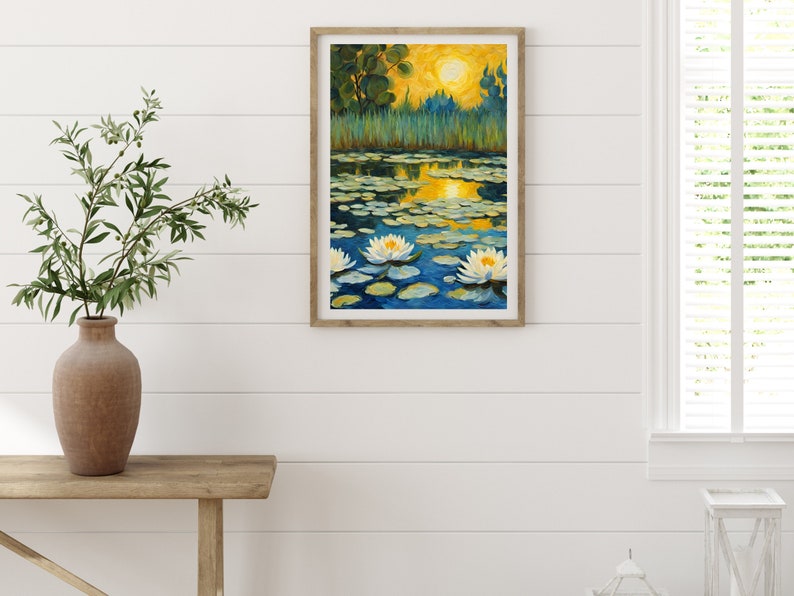 Vincent Van Gogh Poster, Water Lilies on Lake, Van Gogh Paintings ...