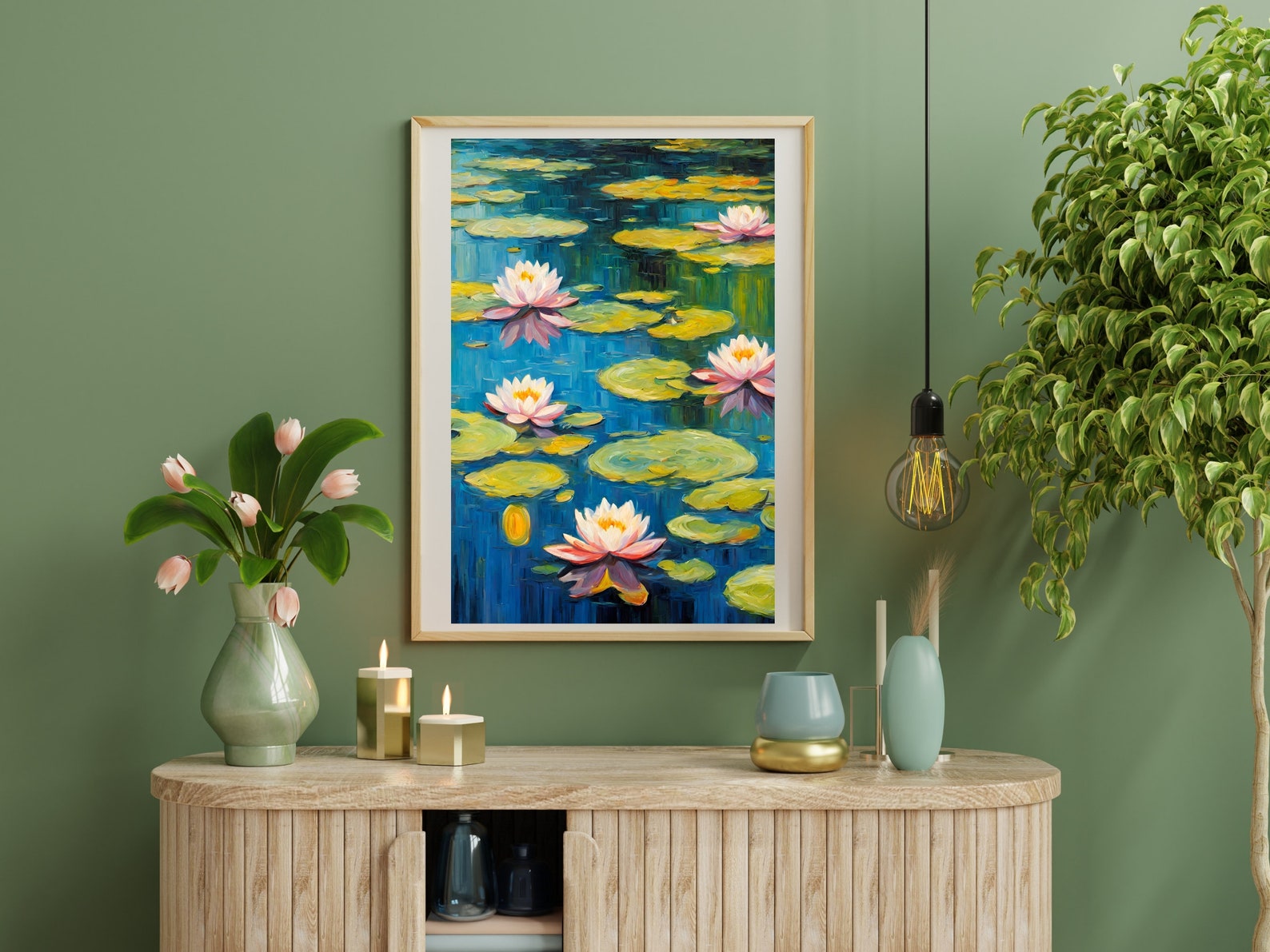 Vincent Van Gogh Poster, Water Lilies on Lake, Van Gogh Paintings ...
