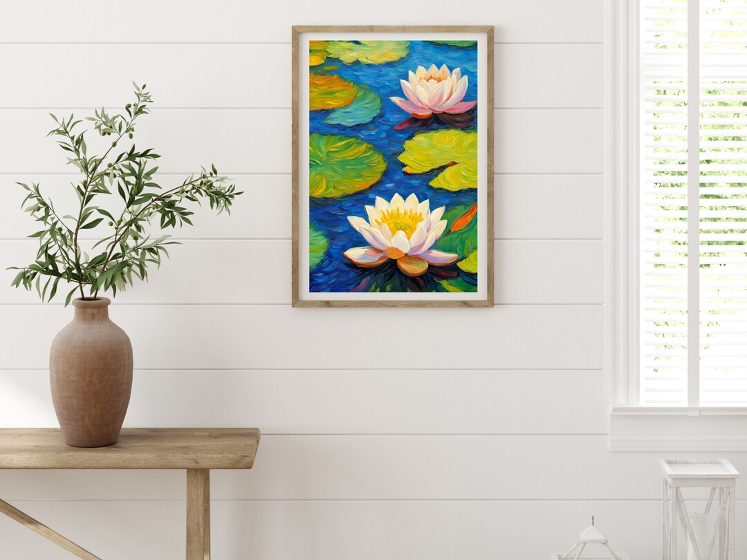 Vincent Van Gogh Poster, Water Lilies on Lake, Van Gogh Paintings ...