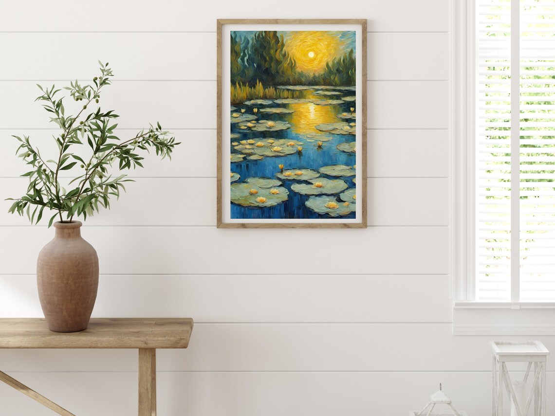 Vincent Van Gogh Poster, Water Lilies on Lake, Van Gogh Paintings ...