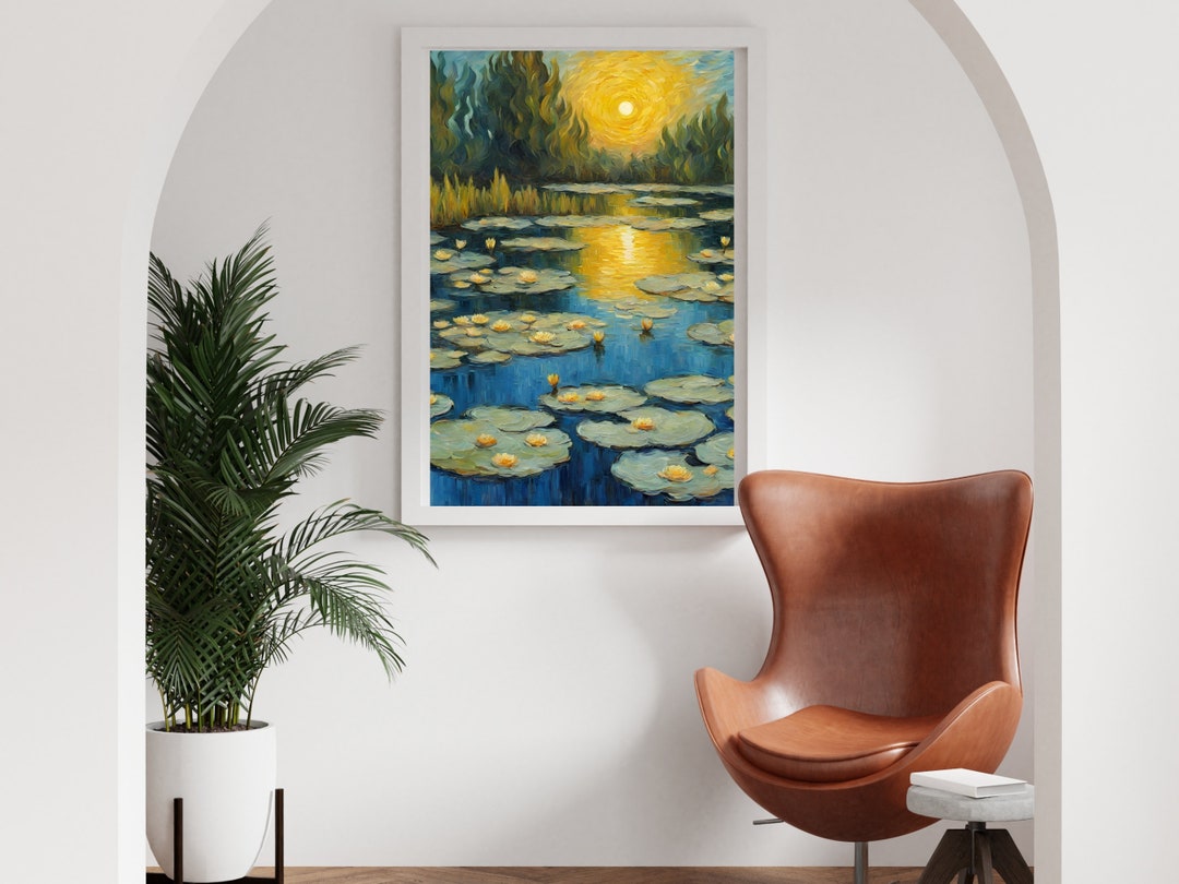 Vincent Van Gogh Poster, Water Lilies on Lake, Van Gogh Paintings ...
