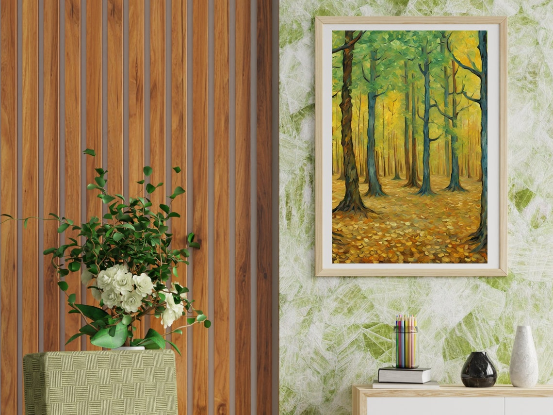 Vincent Van Gogh Poster, Yellow Maple Forest, Van Gogh Paintings ...