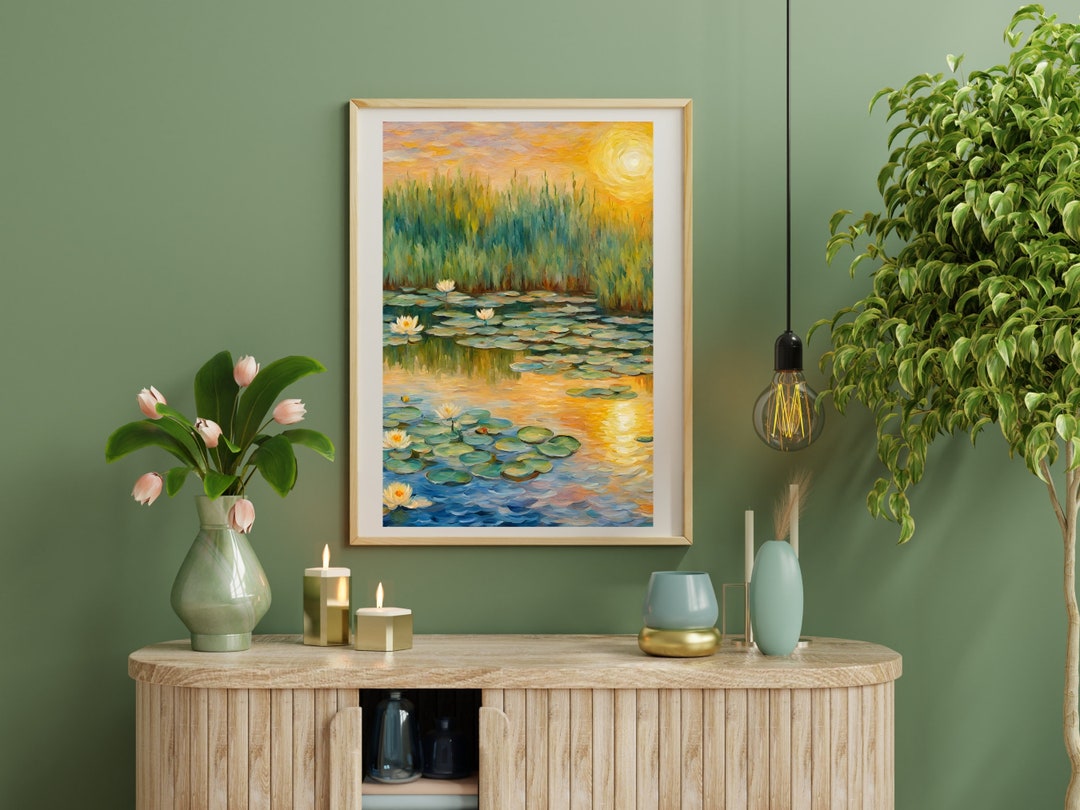 Vincent Van Gogh Poster, Water Lilies on Lake, Van Gogh Paintings ...