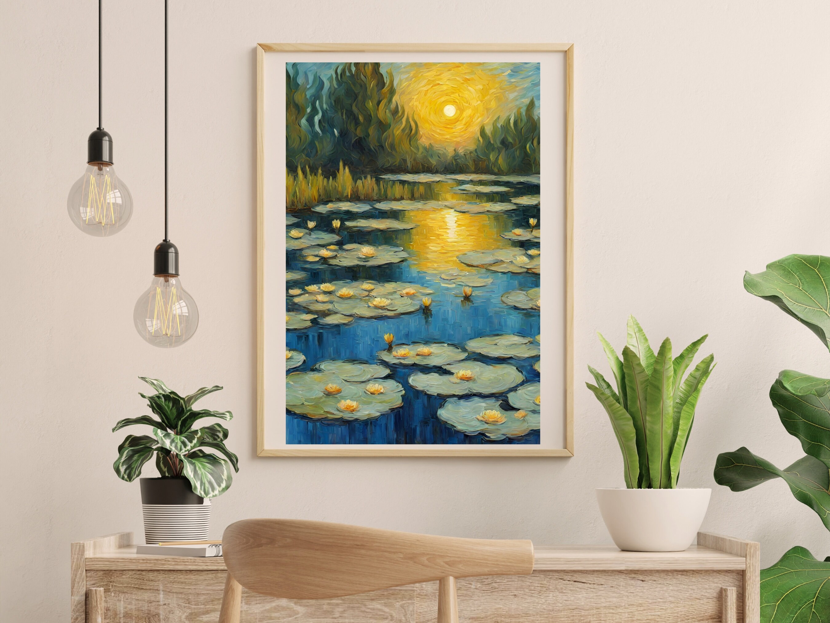 Vincent Van Gogh Poster, Water Lilies on Lake, Van Gogh Paintings ...