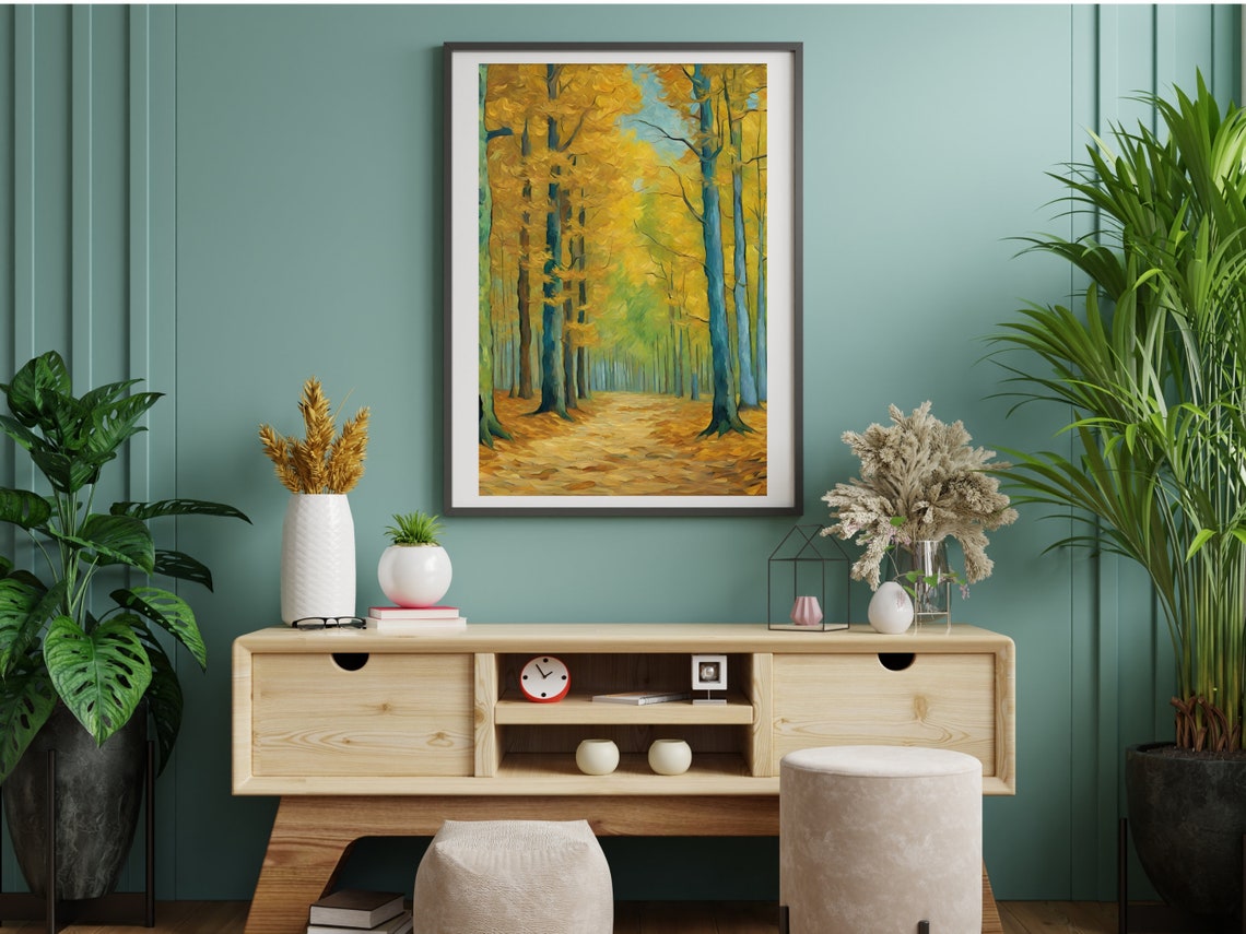 Vincent Van Gogh Poster, Yellow Maple Forest, Van Gogh Paintings ...