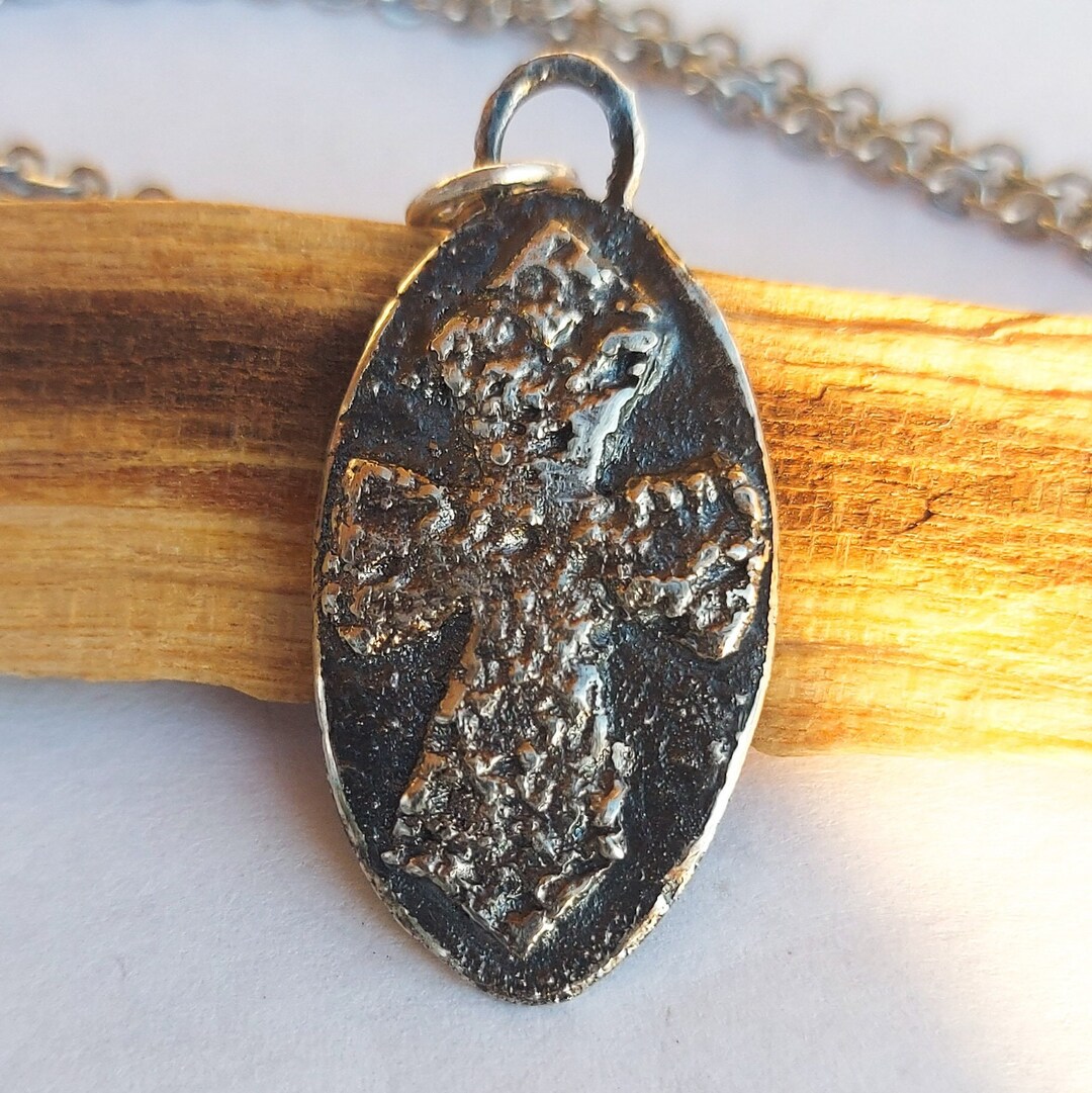 Ancient Cross Necklace Oxidised & Reticulated Sterling Silver - Etsy