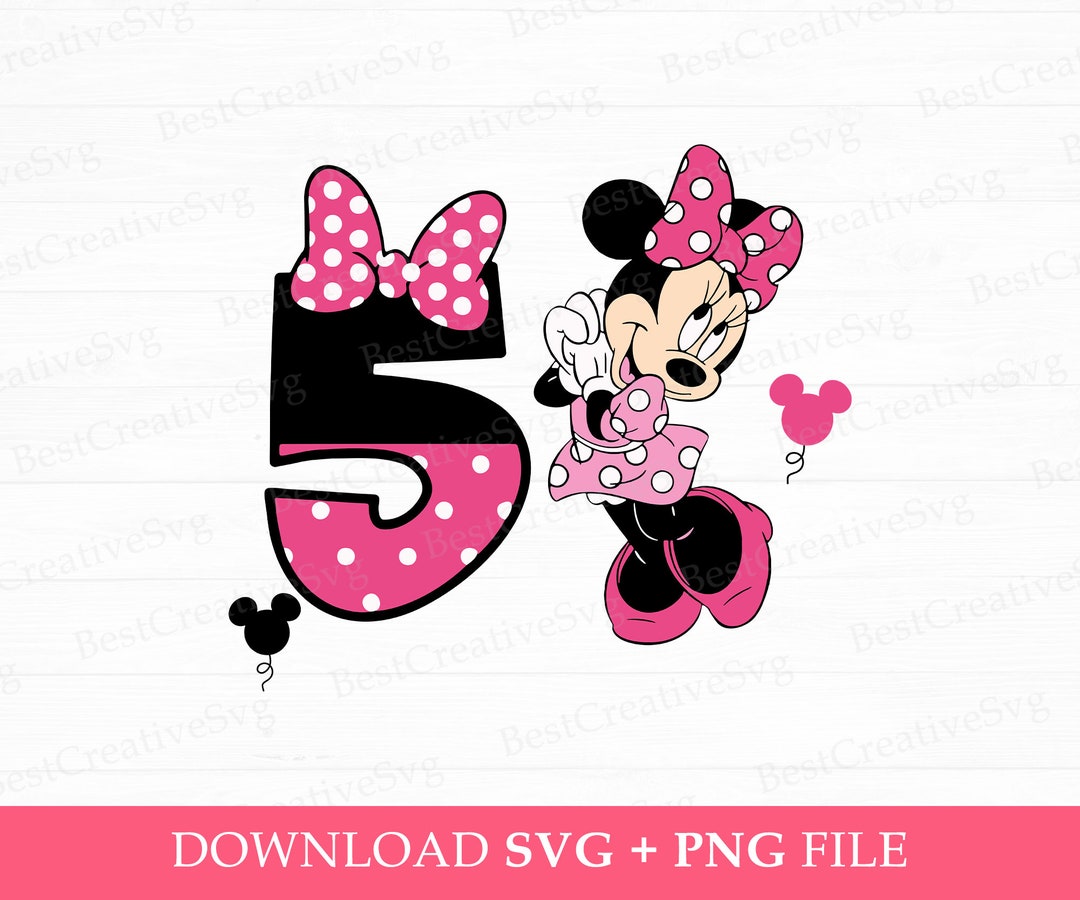 5 Years Old Birthday Svg, Cute Mouse Birthday Svg, Birthday Girl Svg ...