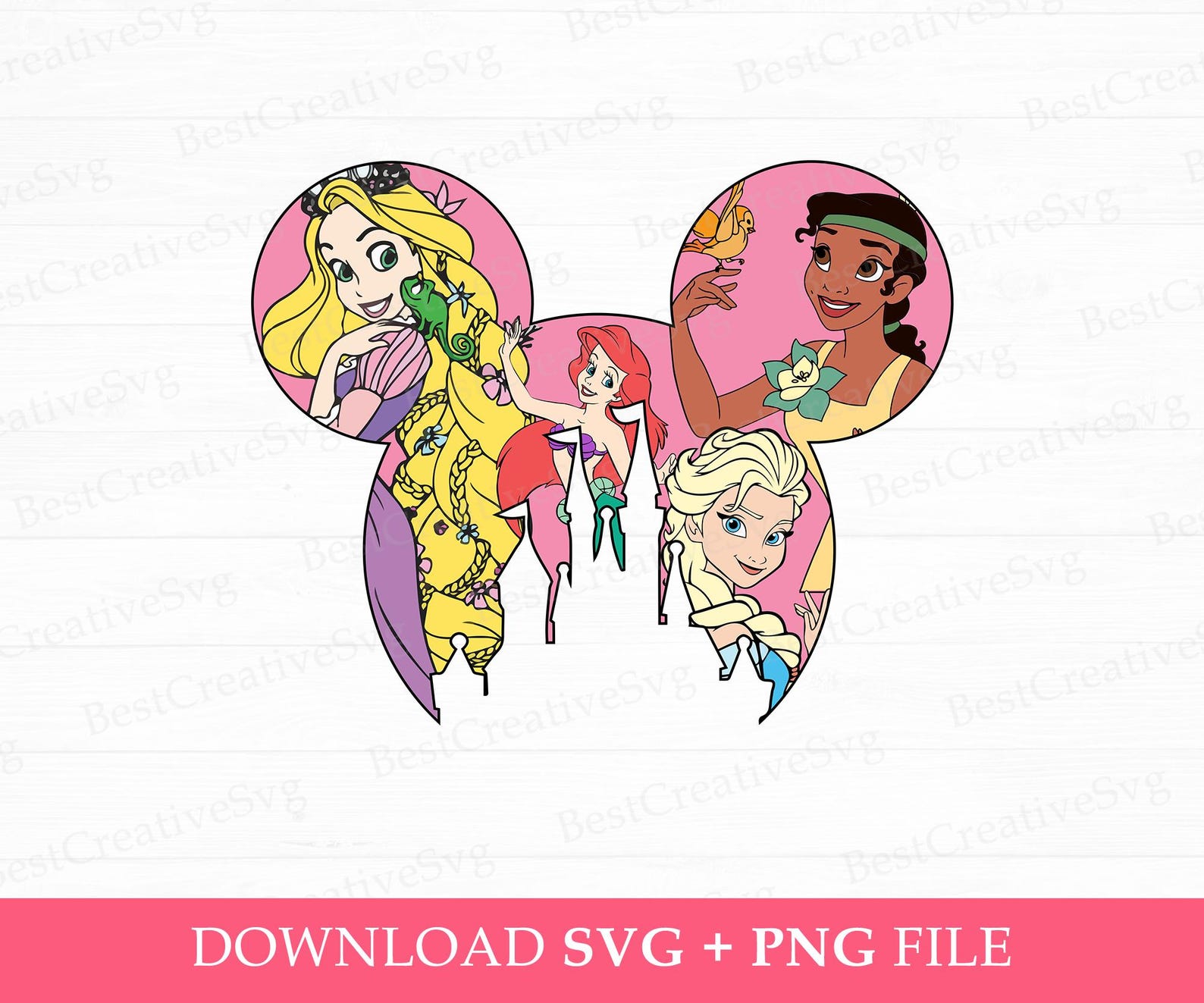 Princess Friends Collage SVG, Family Vacation Design (SVG, PNG) - Etsy