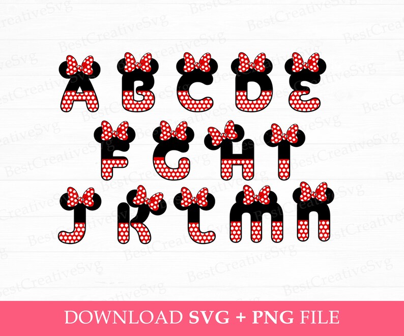 Mouse Ear Alphabet Letters A-Z: SVG & PNG Files (digital Download) - Etsy