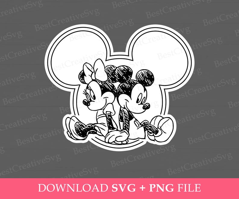 Sketch Mouse Couple Svg, Miss Mouse and Friend Svg, Mouse Love Svg ...