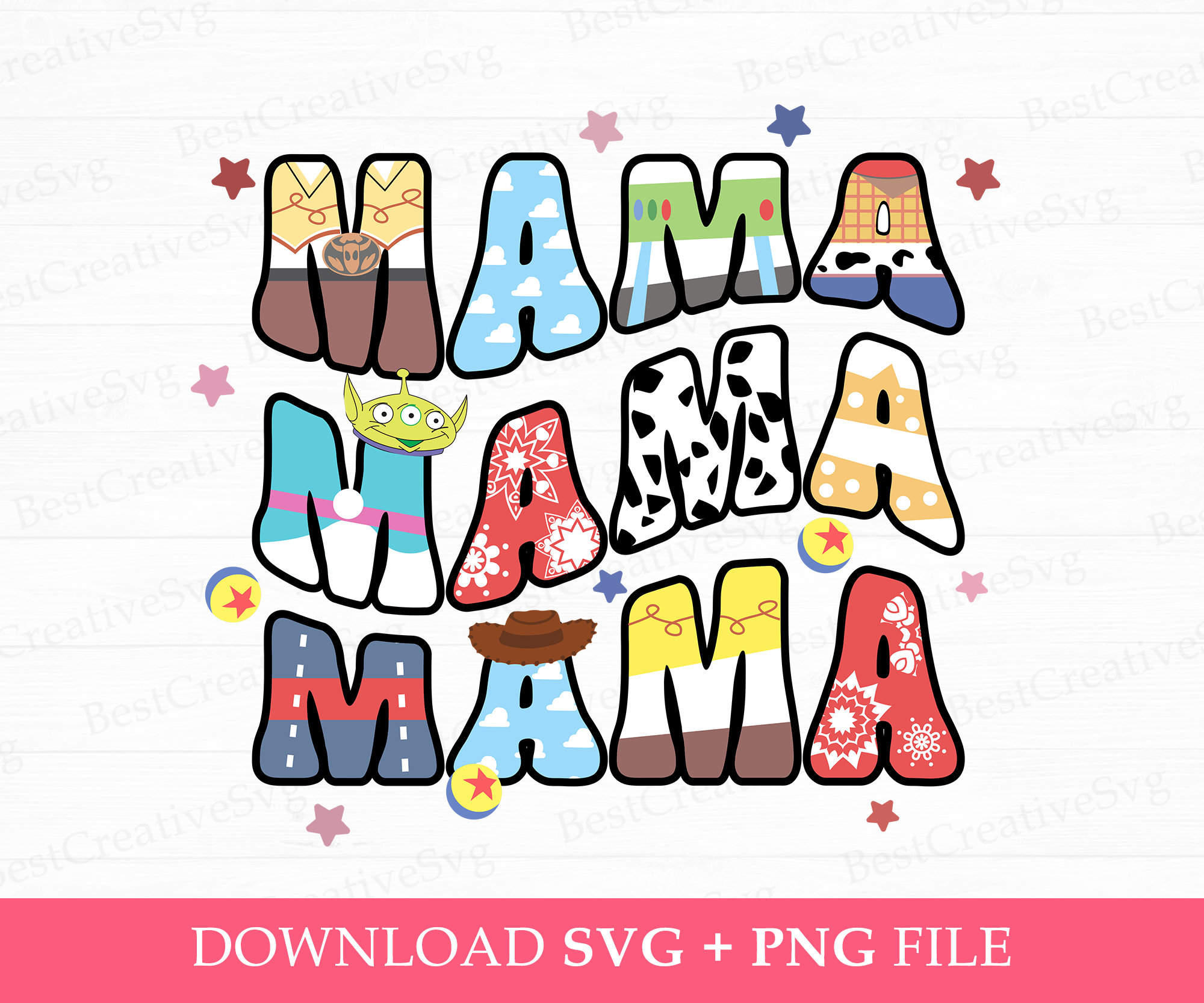 Toy Friends Mama Svg, Family Vacation Svg, Mama Birthday Svg, Curved ...