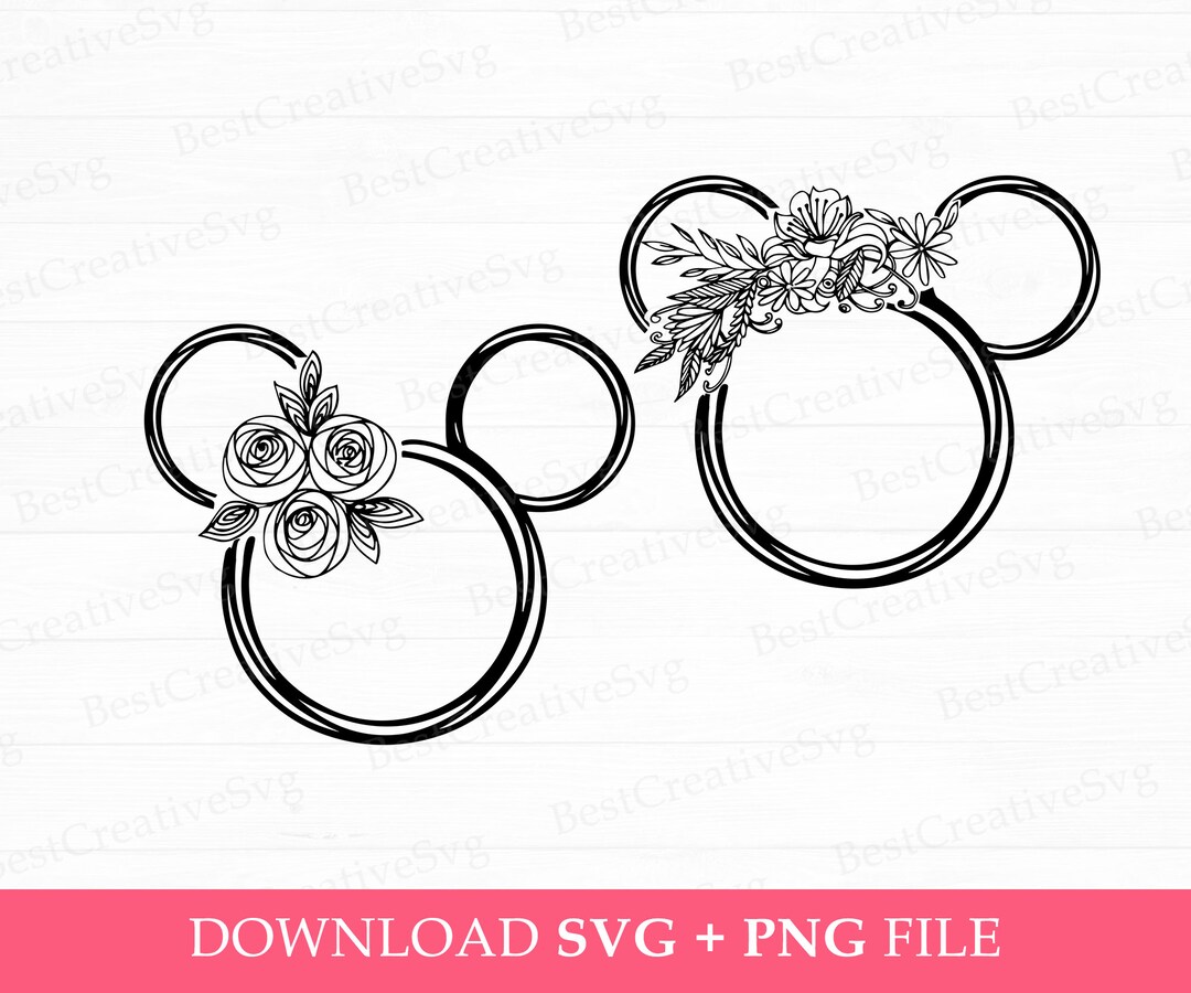 Floral Mouse Svg, Mouse Head With Flower Svg, Family Vacation Svg ...