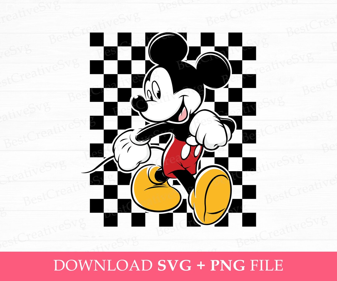 Checkered Mouse Svg, Family Vacation Svg, Family Trip Svg, Retro Mouse ...
