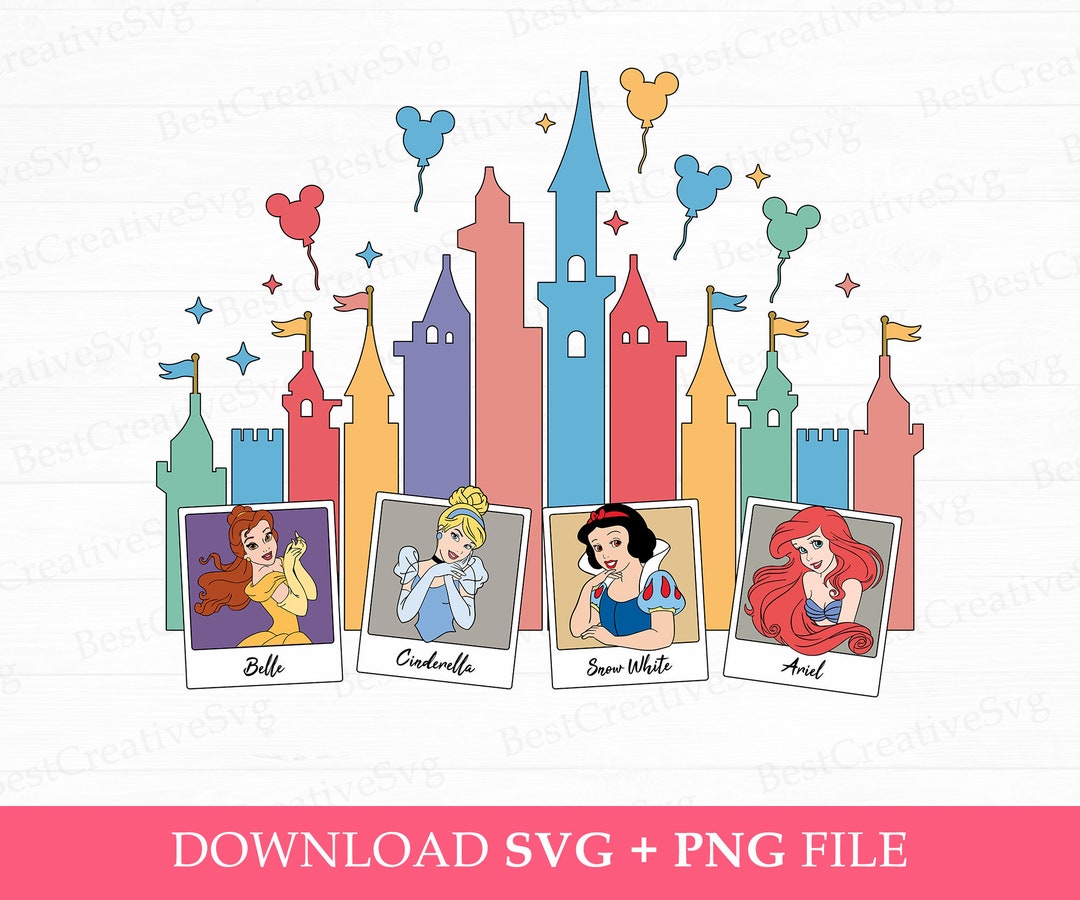Cute Princesses Svg, Magical Kingdom Svg, Family Trip Svg, Colorful ...