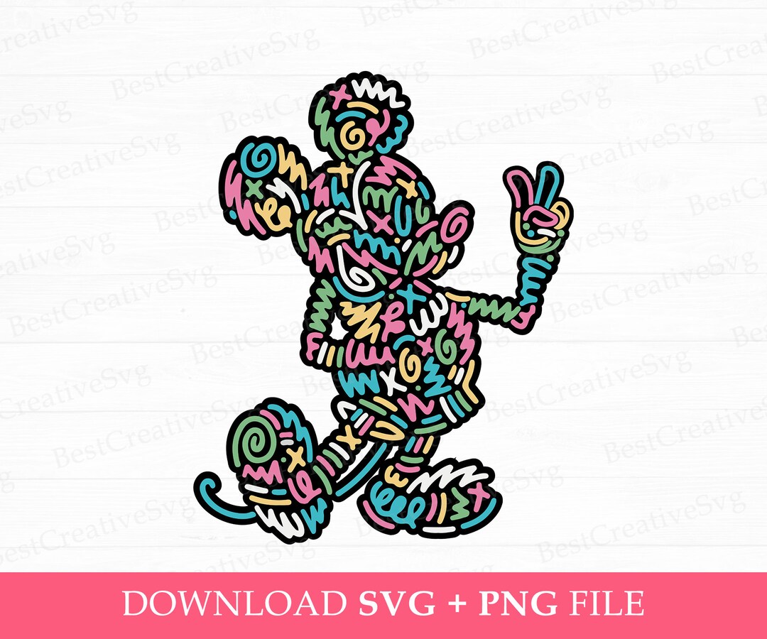 Mouse Peace Sign Svg, Retro Mouse Svg, Colorful Mouse Svg, Family ...