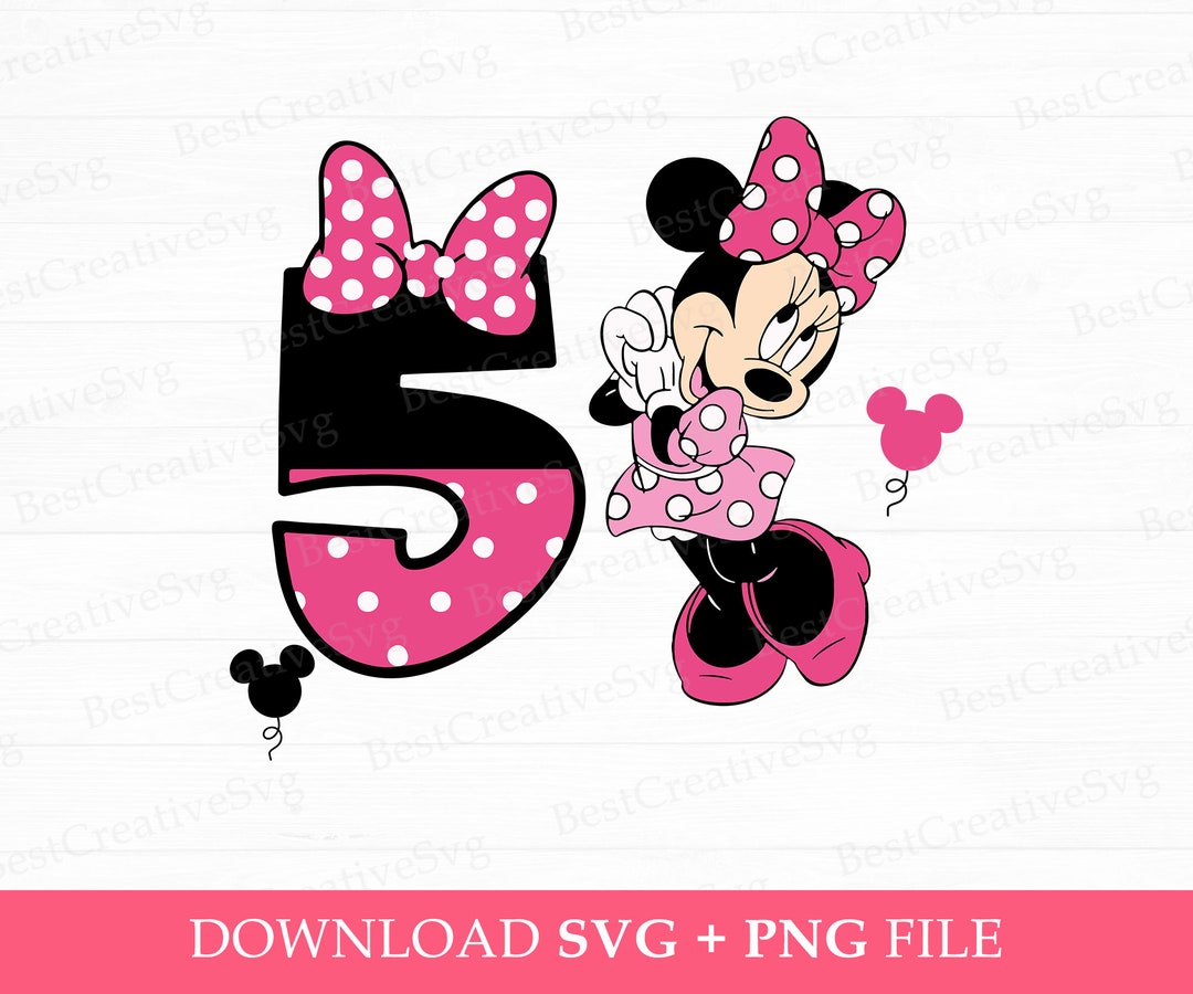 5 Years Old Birthday Svg, Cute Mouse Birthday Svg, Birthday Girl Svg ...