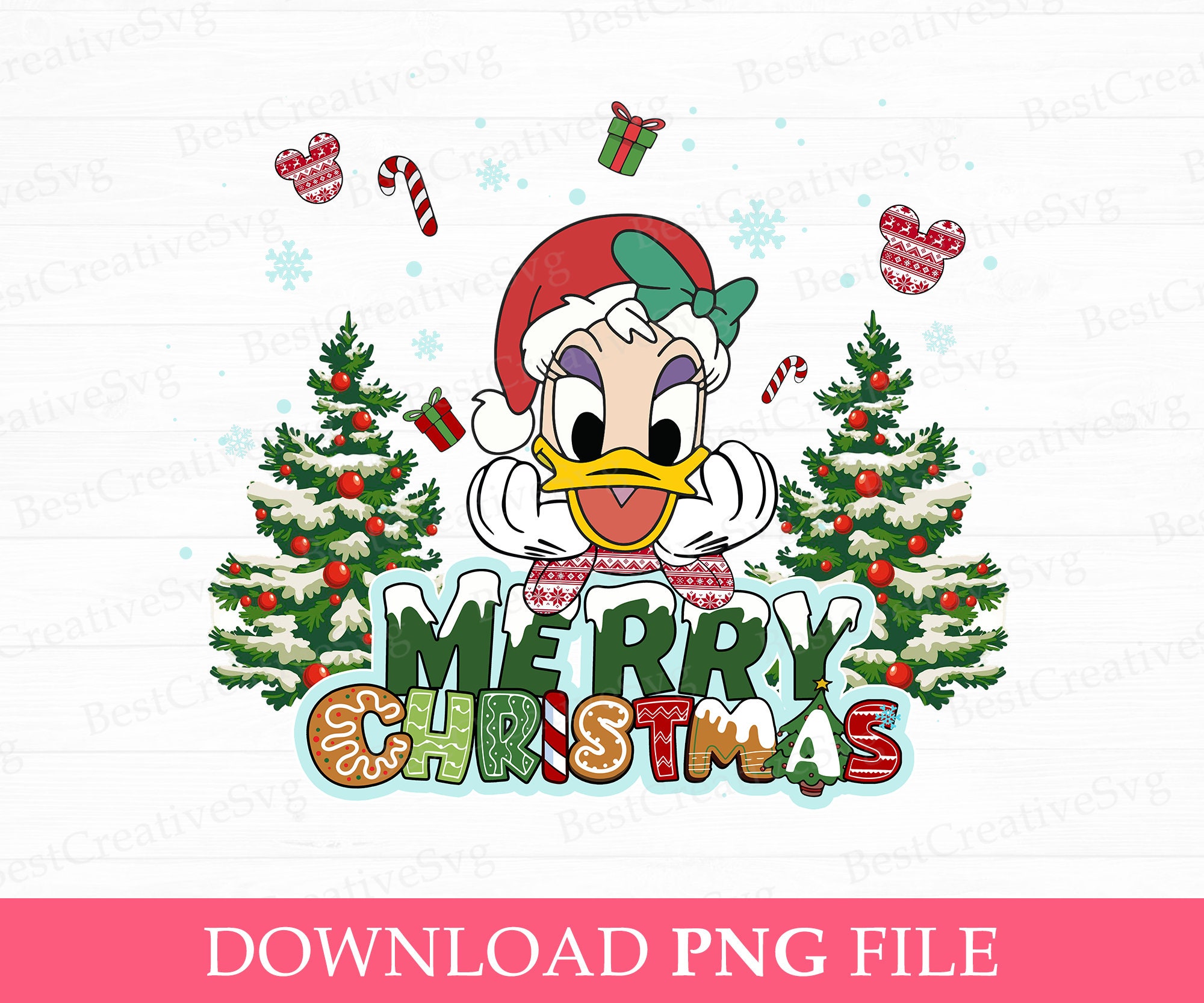Christmas Miss Duck Png Snowflakes and Trees Merry Christmas - Etsy