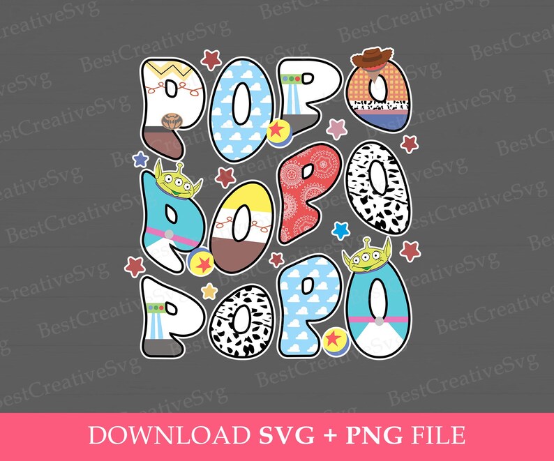 Toy Friends Popo Svg, Family Vacation Svg, Wavy Letter Popo Svg, Family ...