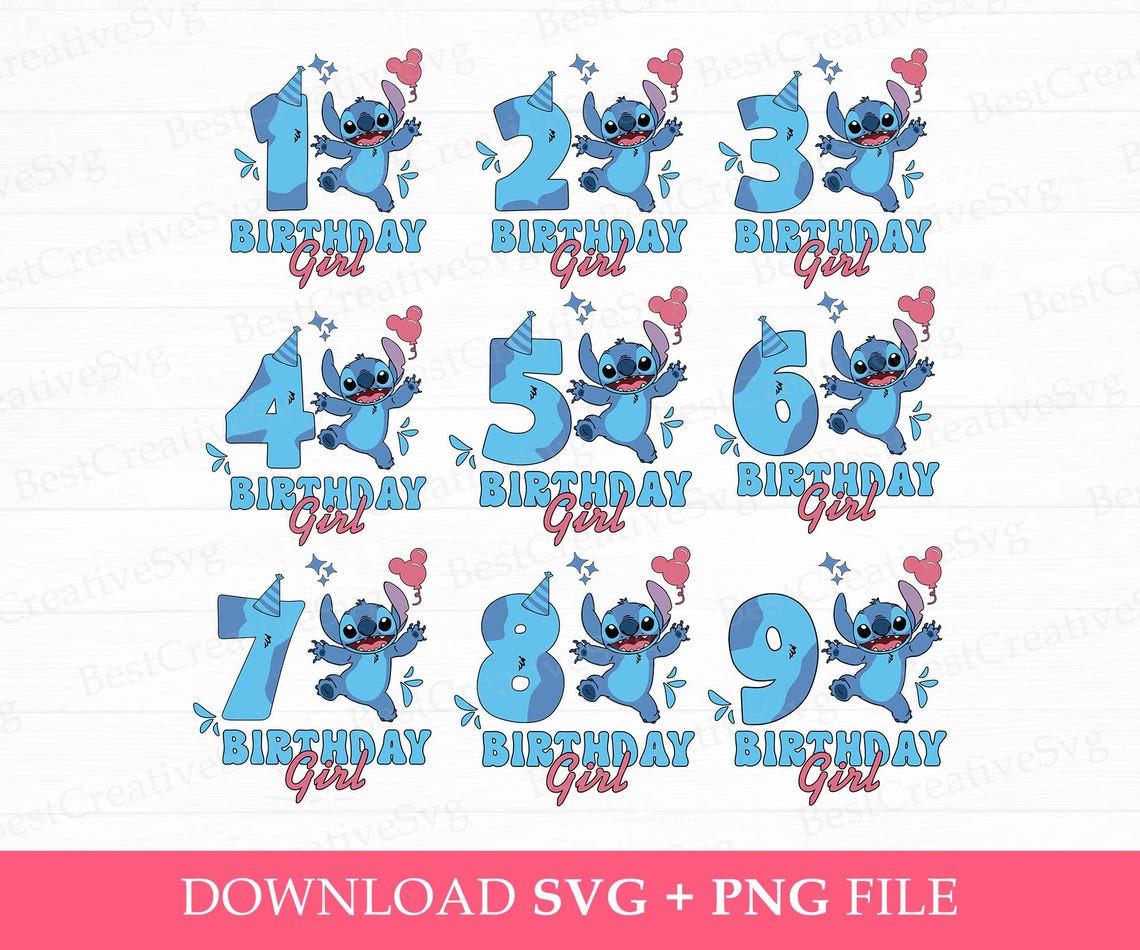 Funny Character Birthday Girl SVG Bundle, Sublimation (instant Download ...