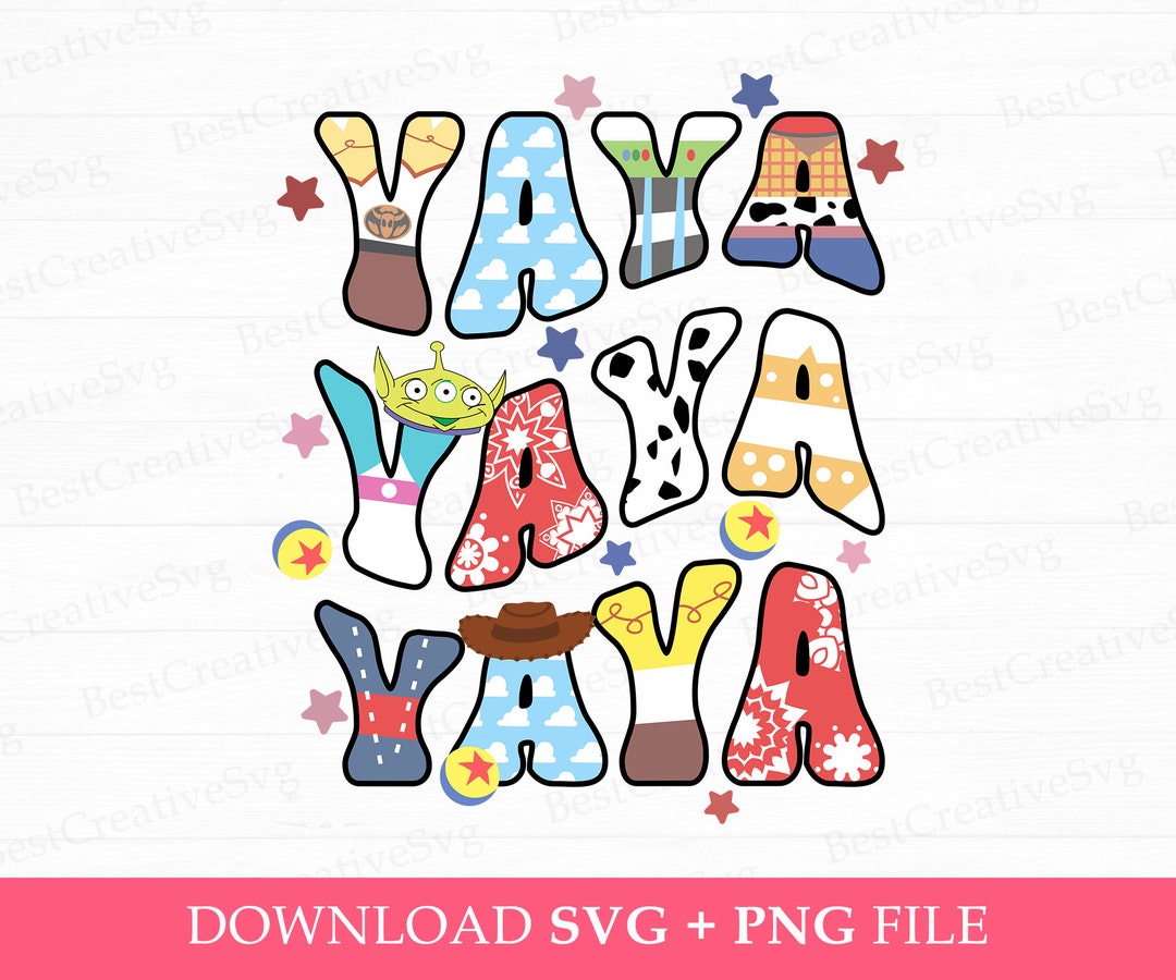 Toy Friends Yaya Svg, Family Trip Svg, Yaya Birthday Svg, Curved Yaya ...