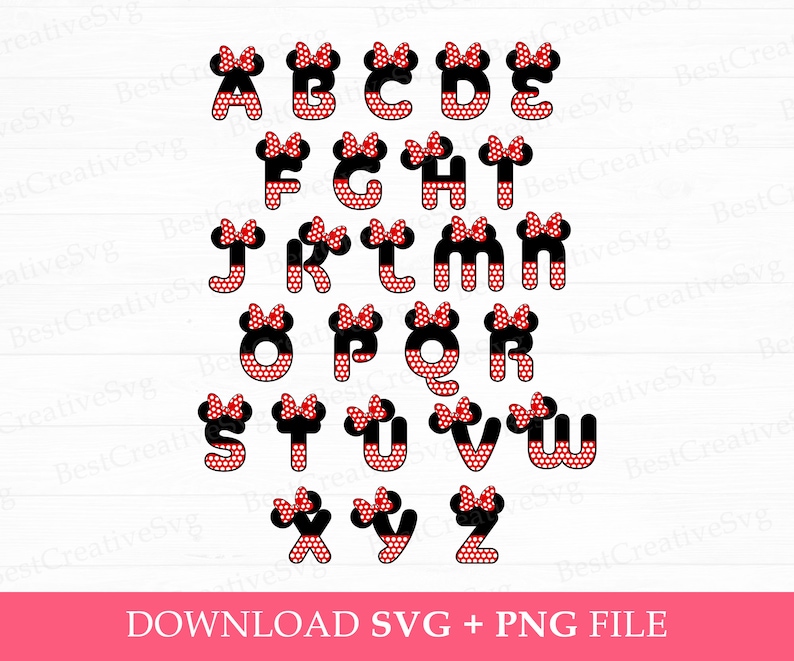 Mouse Ear Alphabet Letters A-Z: SVG & PNG Files (digital Download) - Etsy