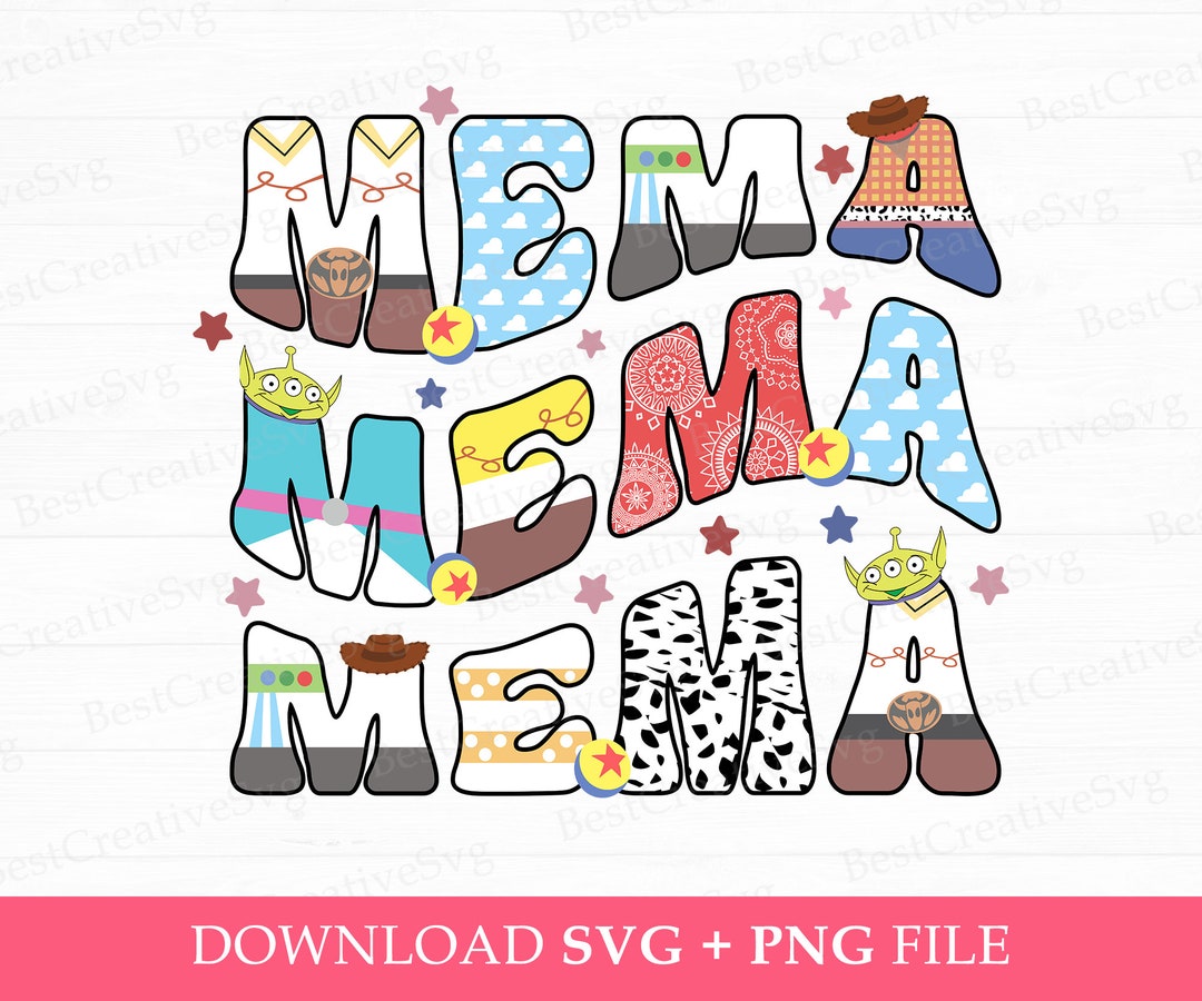 Toy Friends Mema Svg, Family Vacation Svg, Mema Birthday Svg, Curved ...